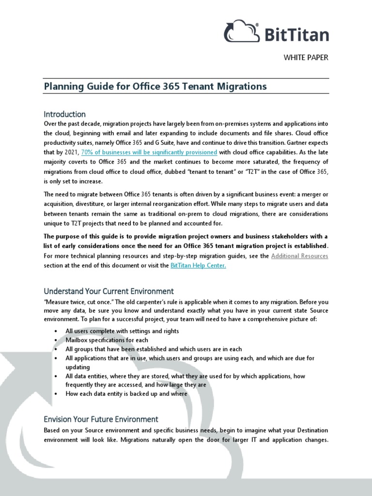 Office 365 Tenant Migration Planning Guide | PDF | Domain Name System | Computer Networking