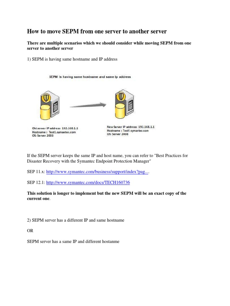 How To Move Sepm From One Server To Another Server Pdf Replication Computing Computer Data