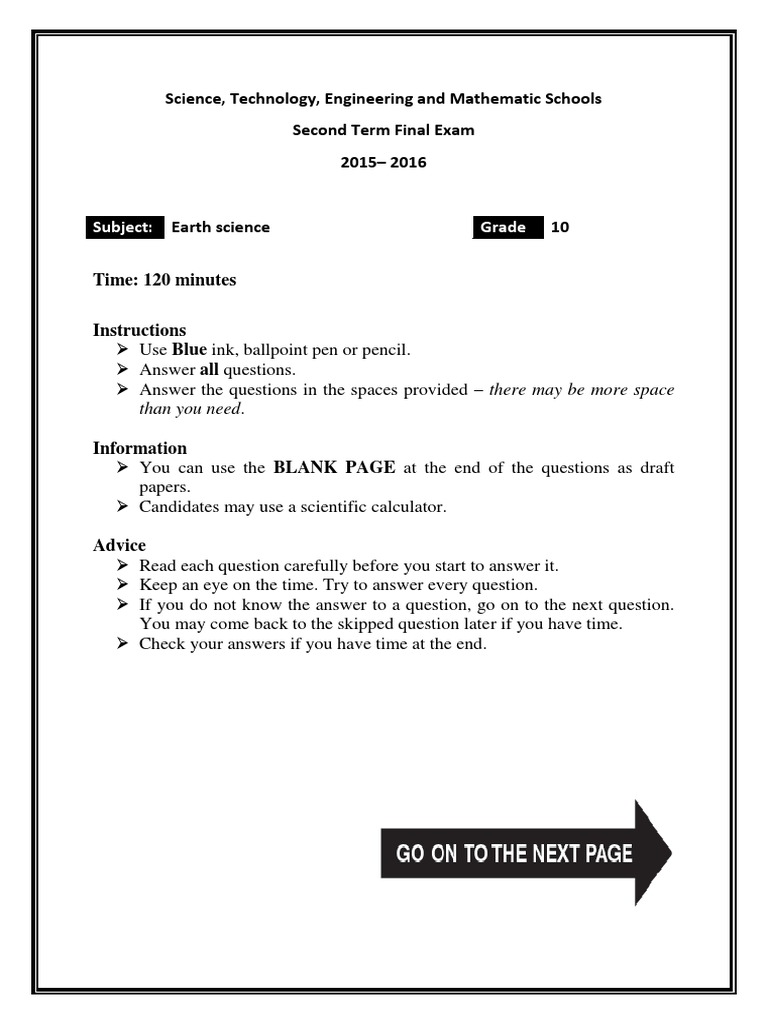 FINAL Exam End of Geology 2016 (1) With Answer | PDF | Rock (Geology ...