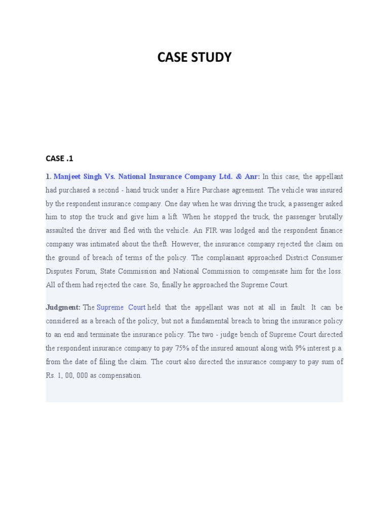 Case Study | PDF | Insurance | Complaint