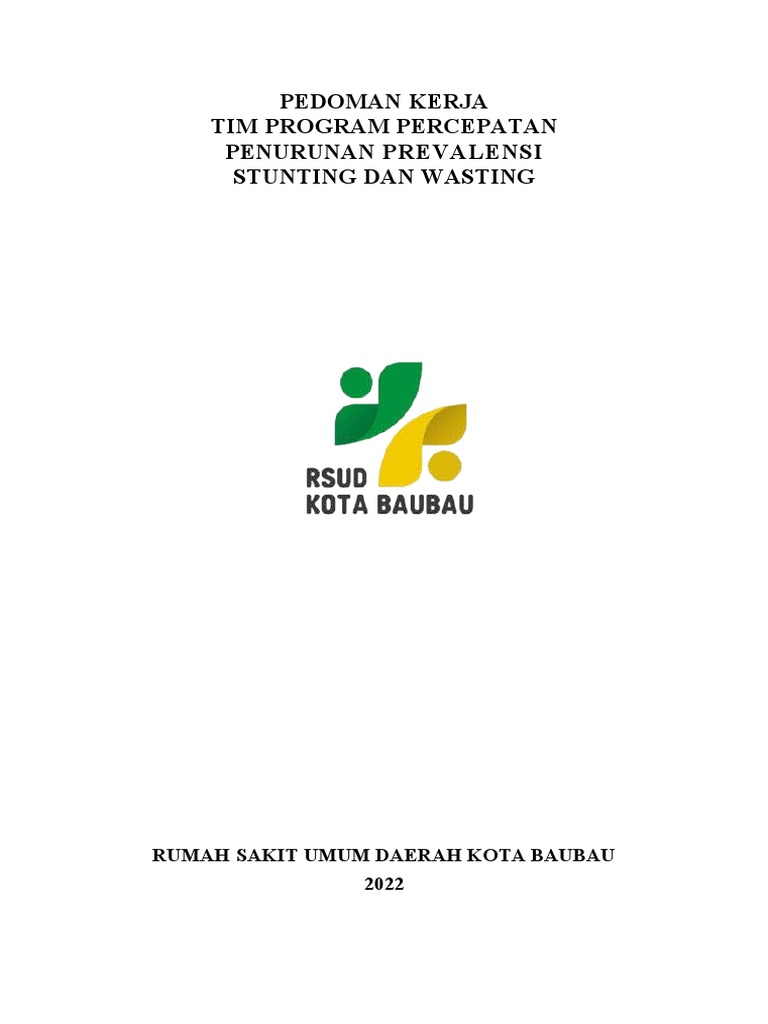 Pedoman Kerja Tim Stunting Dan Wasting RSUD Kota Baubau Unfix | PDF