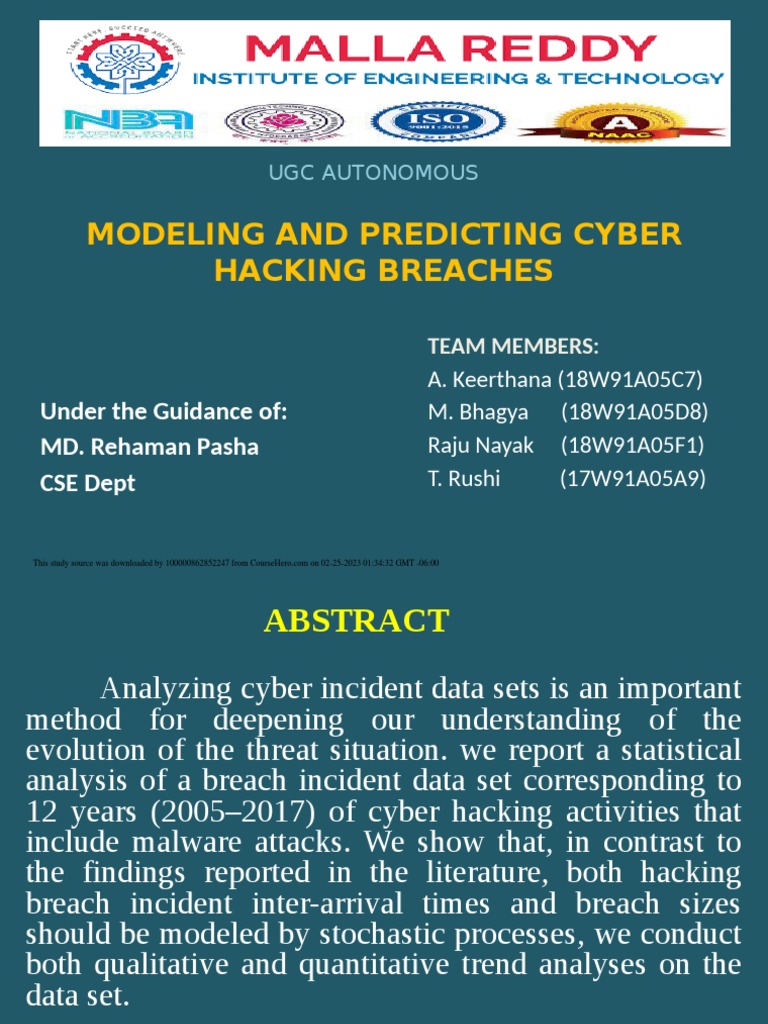 Modeling and Predicting Cyber Hacking Breaches | PDF | Cyberwarfare | Security