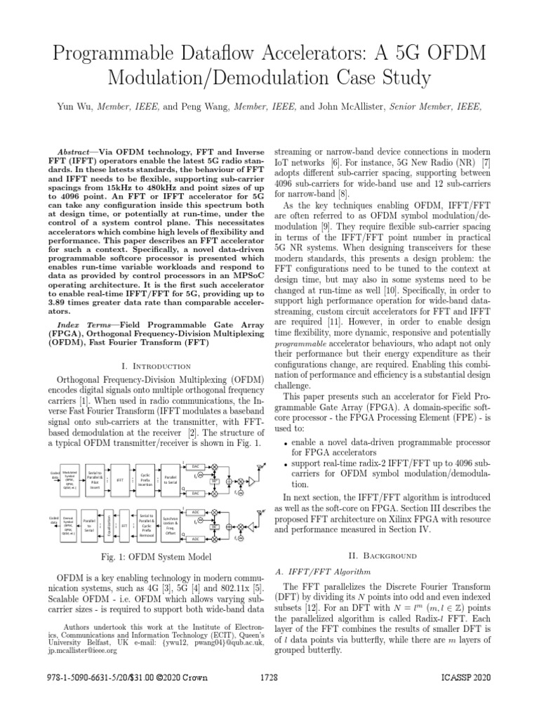 Ieee Programmable Dataflow Accelerators A 5G OFDM ModulationDemodulation Case Study Icassp40776 ...