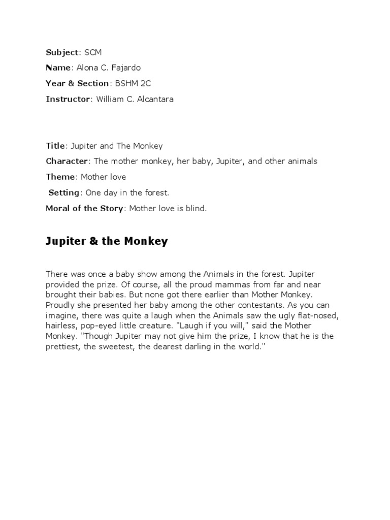 Jupiter and the Monkey: A Mother's Love | PDF | General Fiction