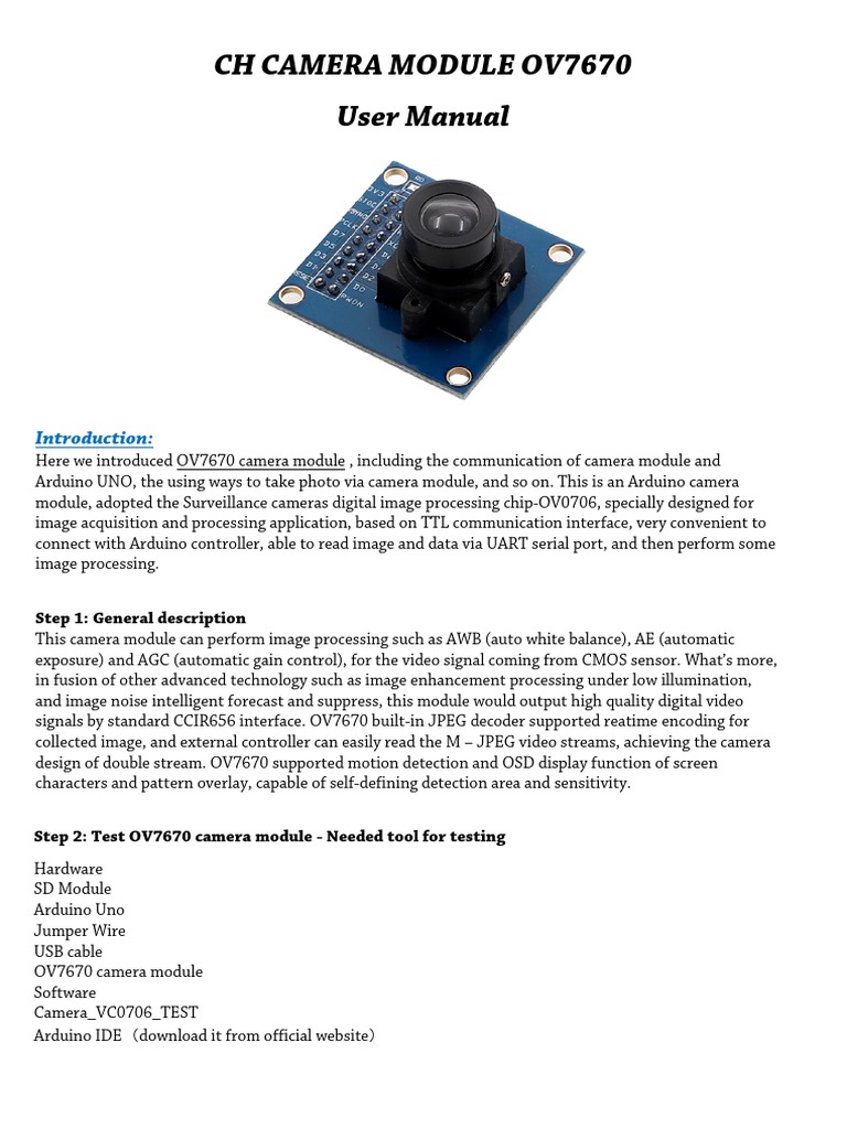 CH Camera Module Ov7670 User Manual: Step 1: General Description | PDF ...