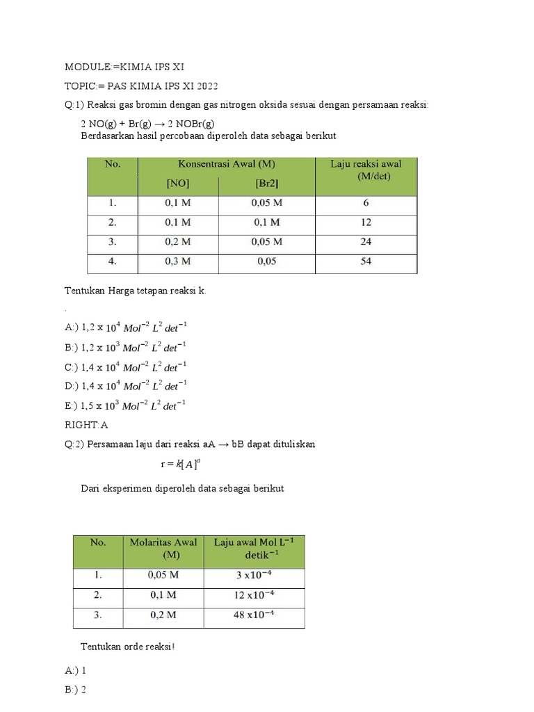 Soal Kimia Ips 2022 | PDF