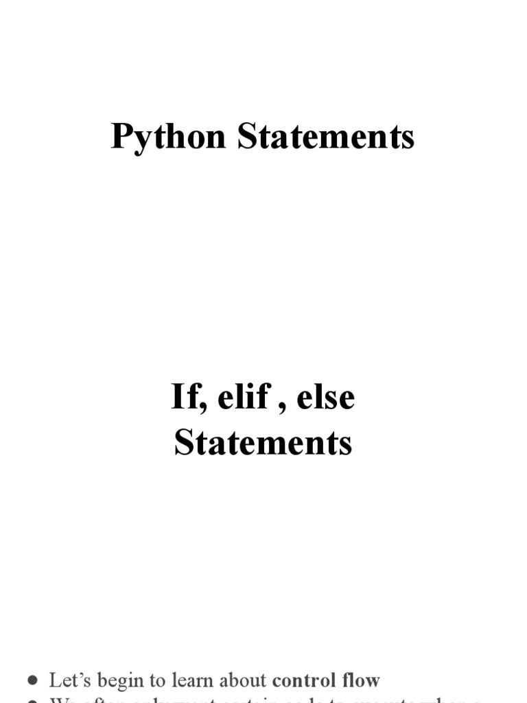 Python Statements Pdf Control Flow Python Programming Language