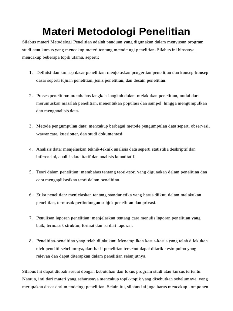 Materi Metodologi Penelitian | PDF
