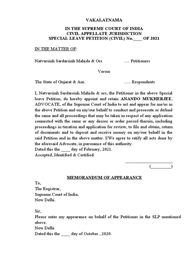 Affidavit Vakalatnama New | PDF