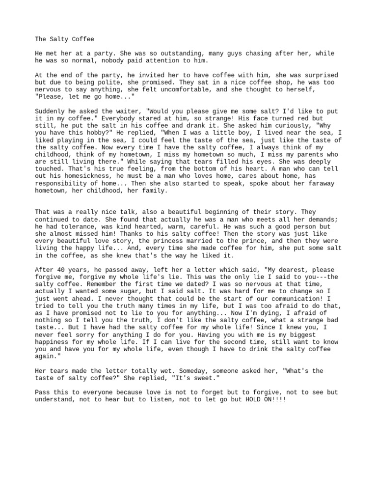 A Salty Coffee Short Story | PDF
