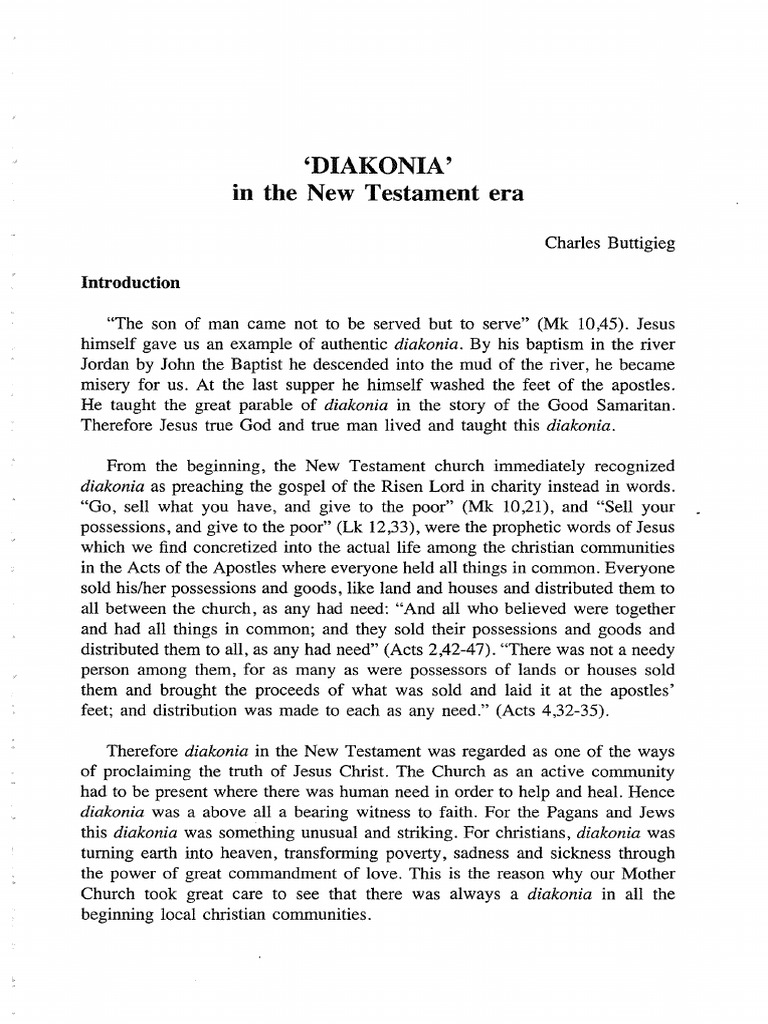 Understanding Diakonia in the Bible | PDF | Christian Church | Jesus