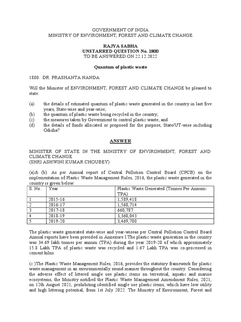 Pg3plastic Waste Generation | PDF | Environmental Issues | Human Impact On The Environment