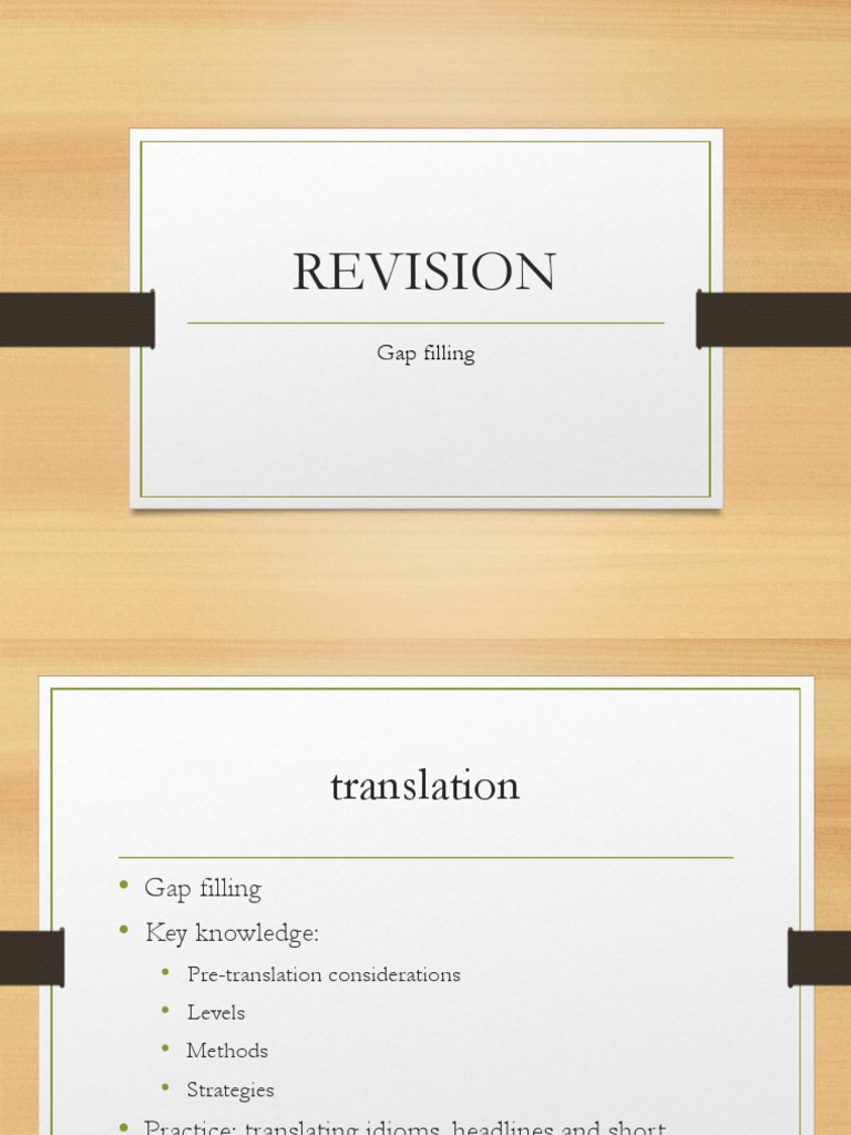 Gap filling and translation revision | PDF | Language Interpretation ...