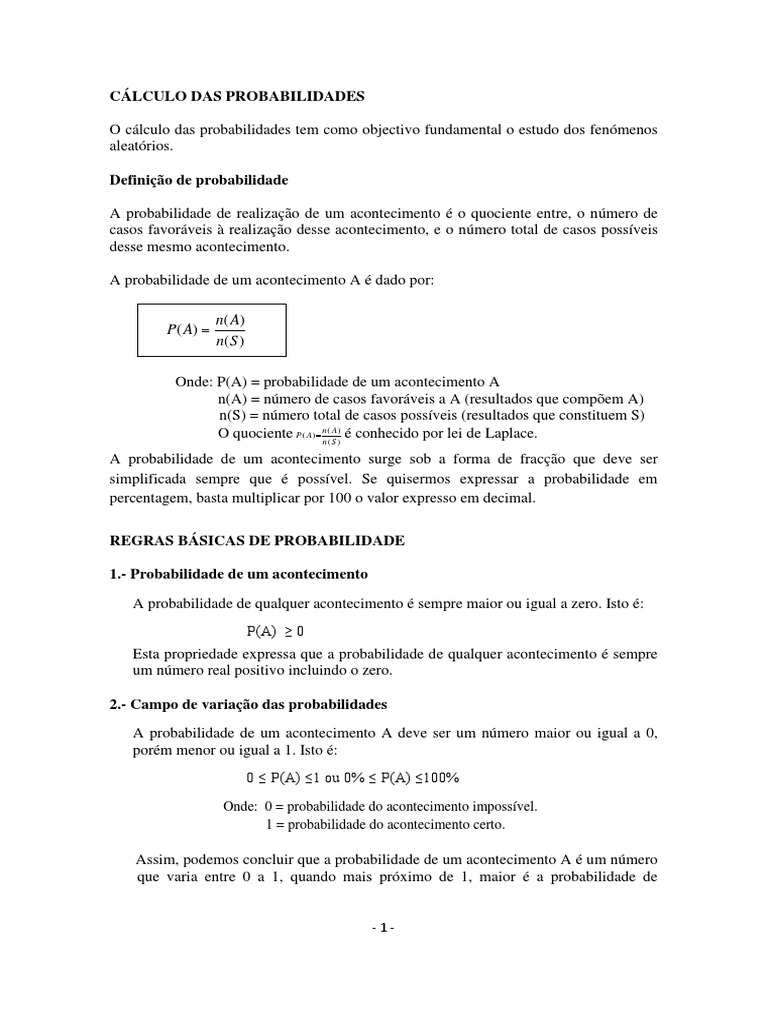 Probabilidade Estatística | PDF | Probabilidade | Cálculo