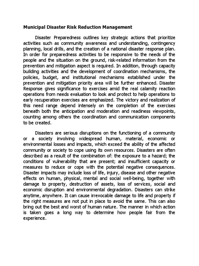 Municipal Disaster Risk Reduction Management | PDF | Disaster Risk ...