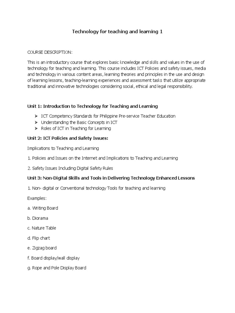Technology For Teaching and Learning 1 | PDF | Educational Technology ...