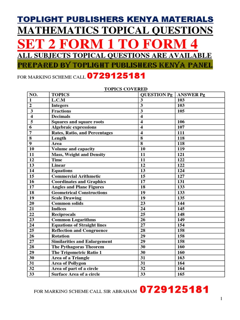 Mathematics Topical Questions Set 2 | PDF | Area | Circle