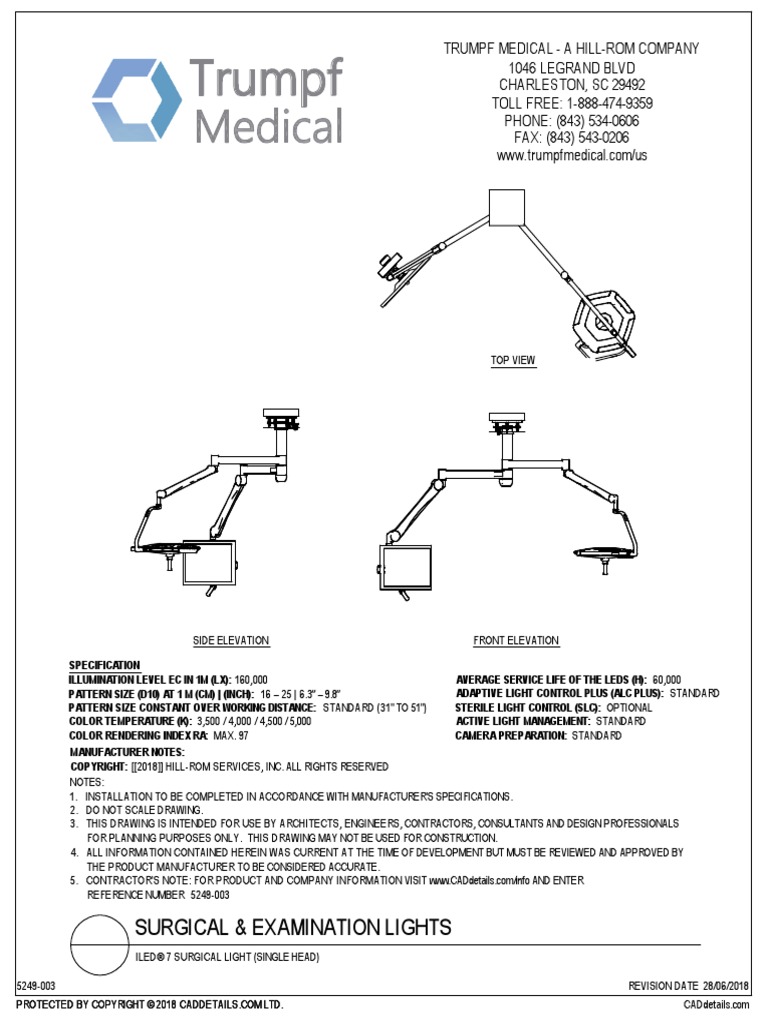 Iled 7 Surgical Light I760 Operating Room Universal | PDF
