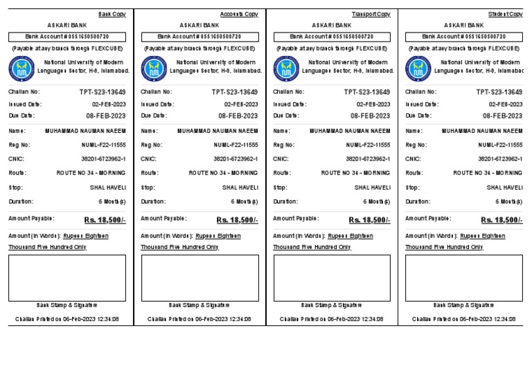 Print Transport Challan - NUML Transportal | PDF | Economy Of India | Asia