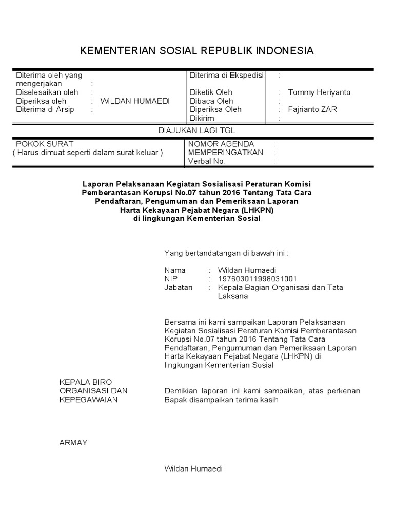 Cover Surat Verbal KPK | PDF