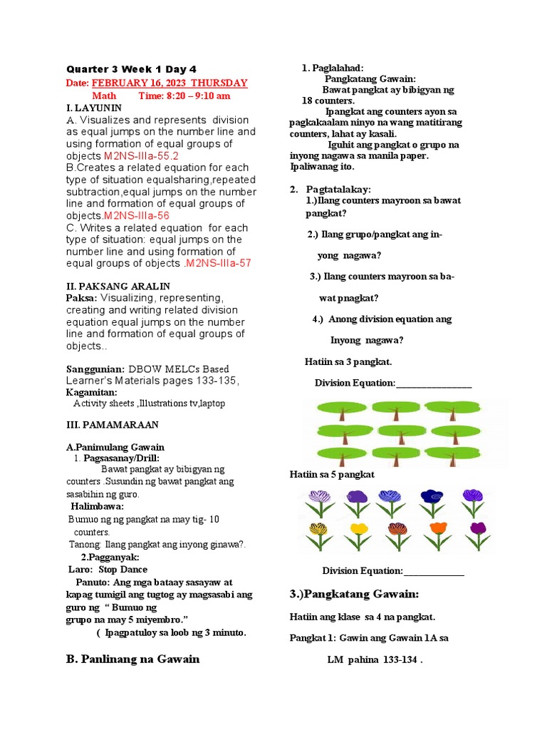 Math Lesson Plan Quarter 3 Week 1 Day 4 | PDF