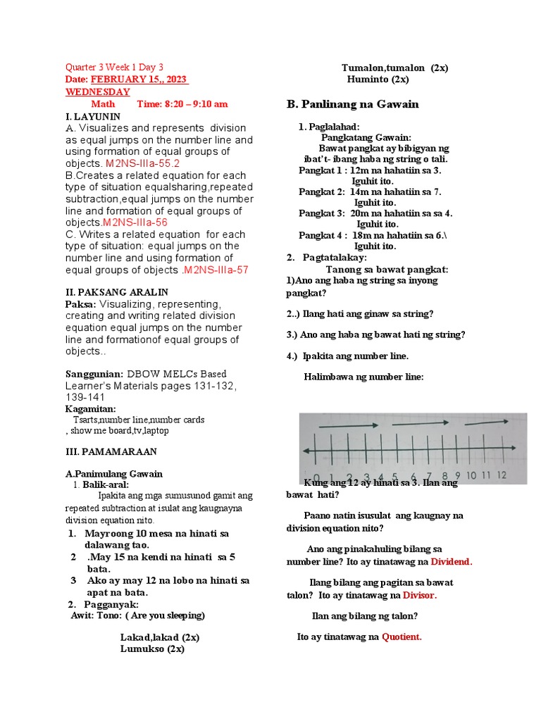 Math Lesson Plan Quarter 3 Week 1 Day 3 | PDF