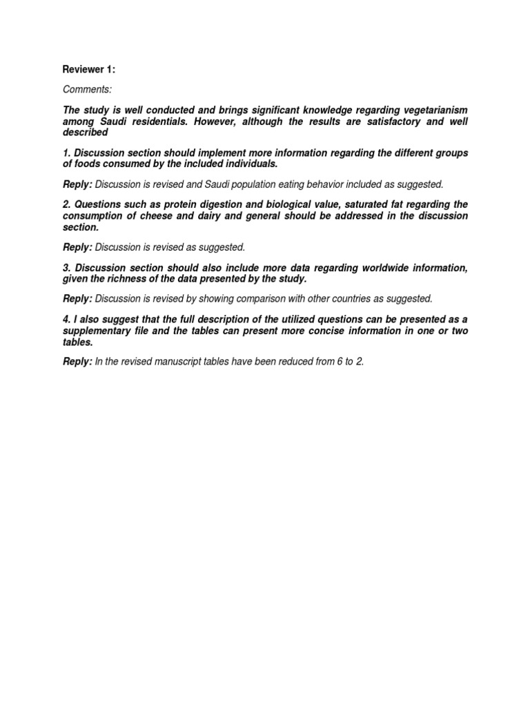 Point-Wise Reply To Reviewers Comments | Download Free PDF ...