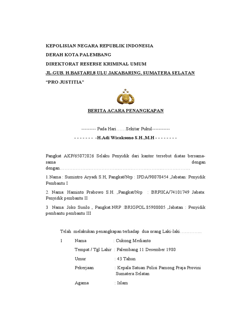 Berita Acara Penangkapan | PDF