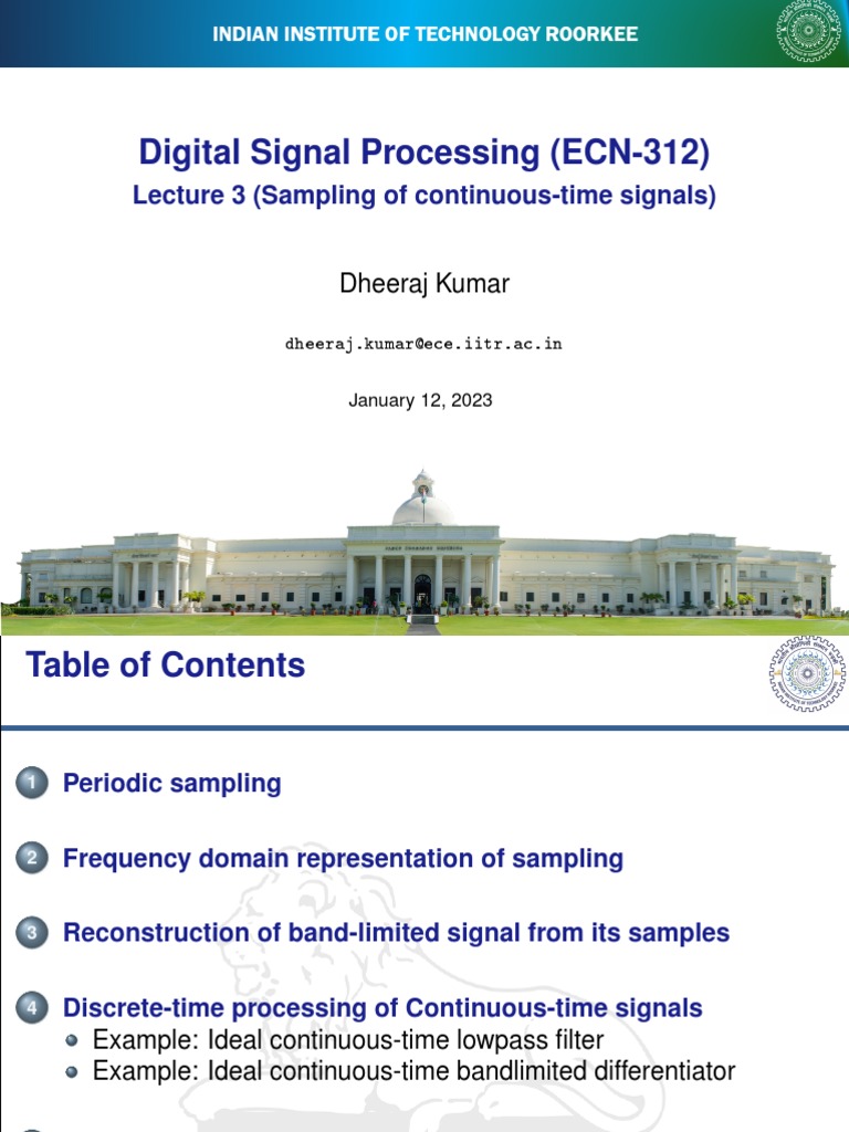 Lecture 3 Sampling of Continuous-Time Signals | PDF | Low Pass Filter | Sampling (Signal Processing)