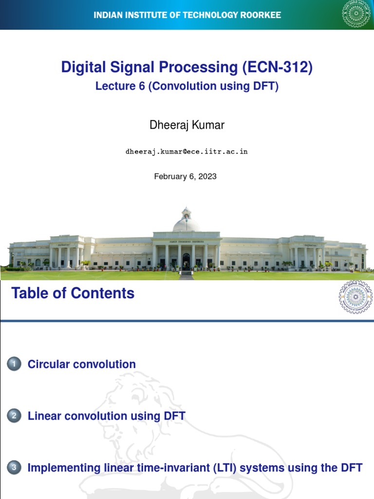 Lecture 6 Convolution Using DFT | PDF | Discrete Fourier Transform | Convolution