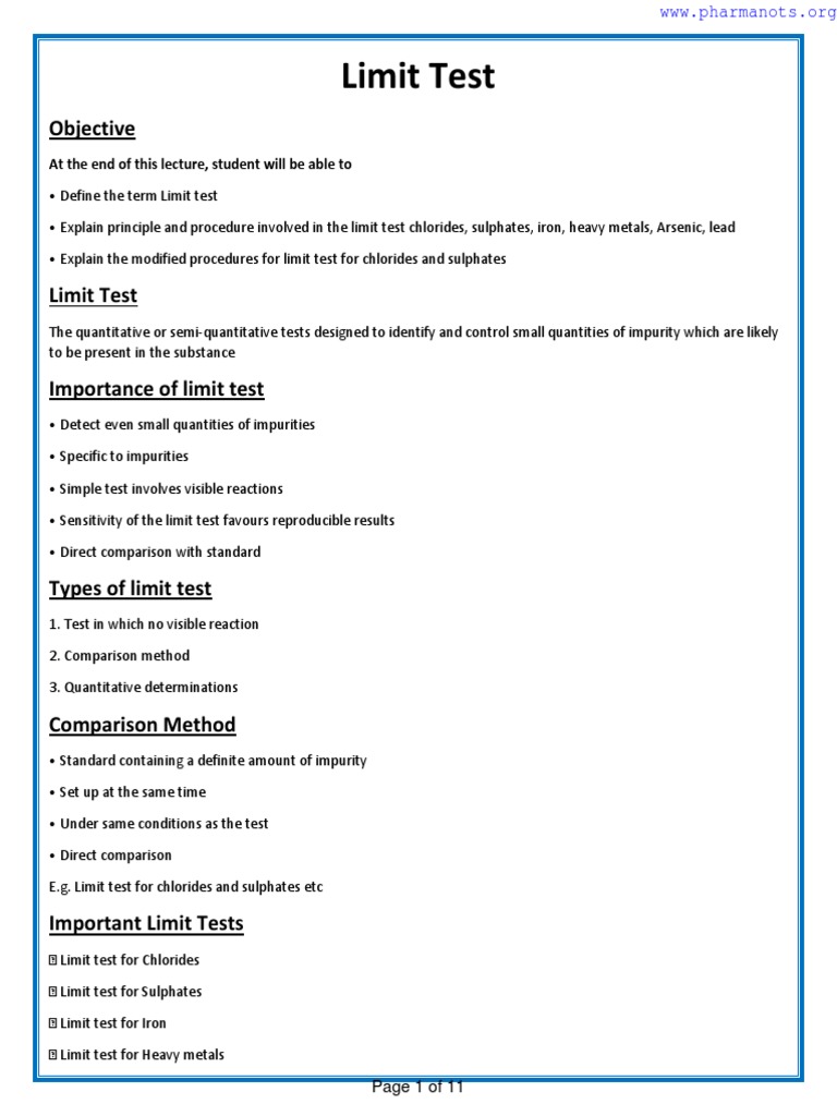 Limit Test | PDF | Nitric Acid | Acetic Acid
