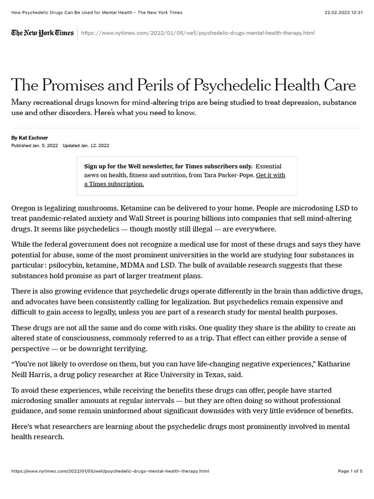How Psychedelic Drugs Can Be Used For Mental Health The New York
