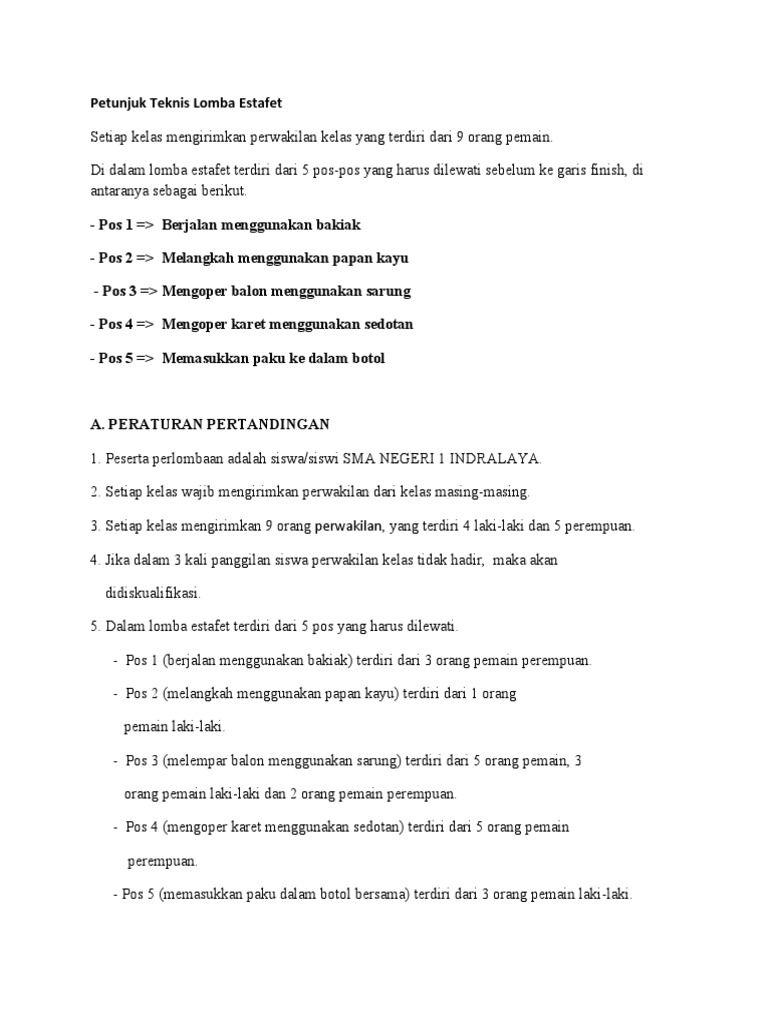 Juknis Estafet Classmeet 2022-1 | PDF