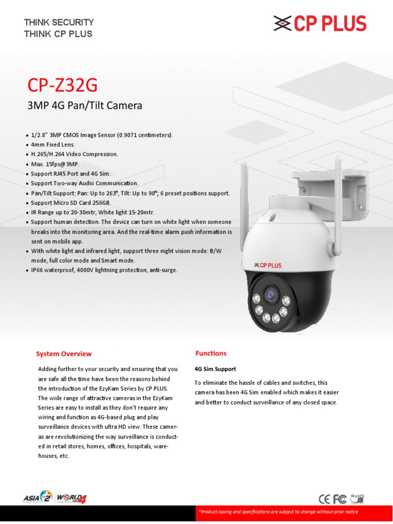 CP Z32G | PDF | Camera | Surveillance