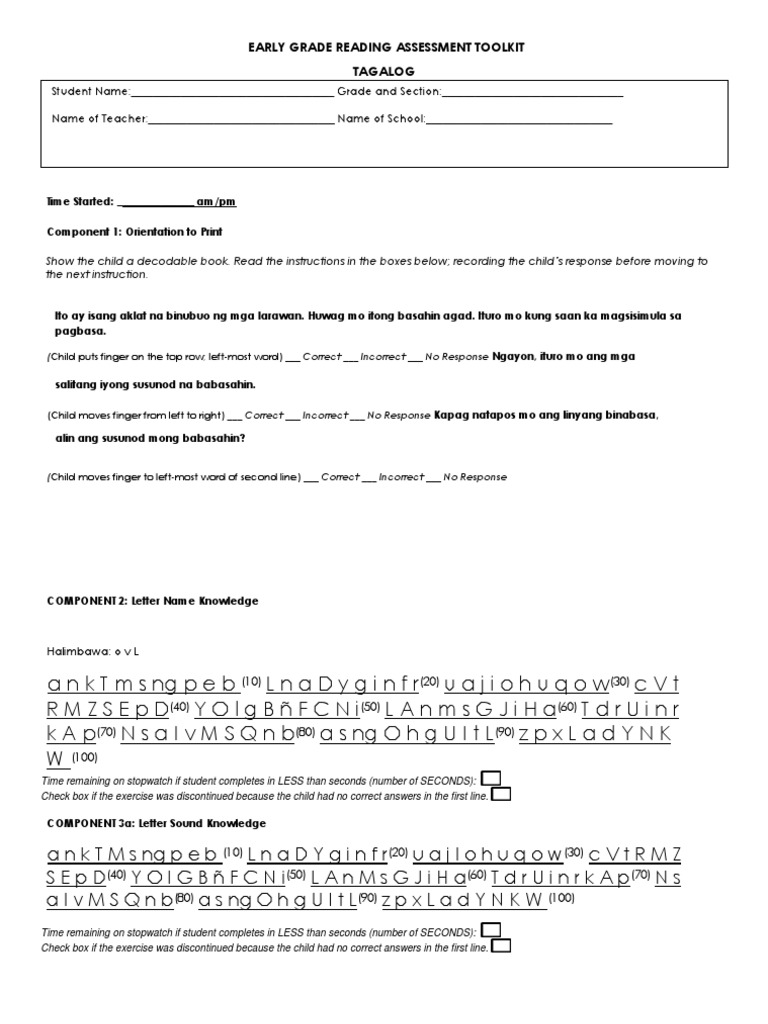 Egra Filipino Teachers | PDF | Tagalog Language | Cultural Assimilation