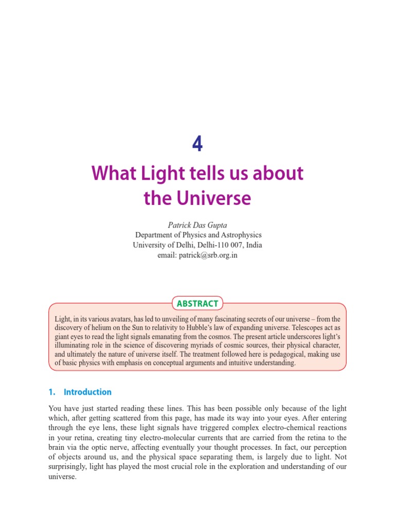 What Light Tells Us About Our Universe | PDF | Nuclear Fusion | Stars
