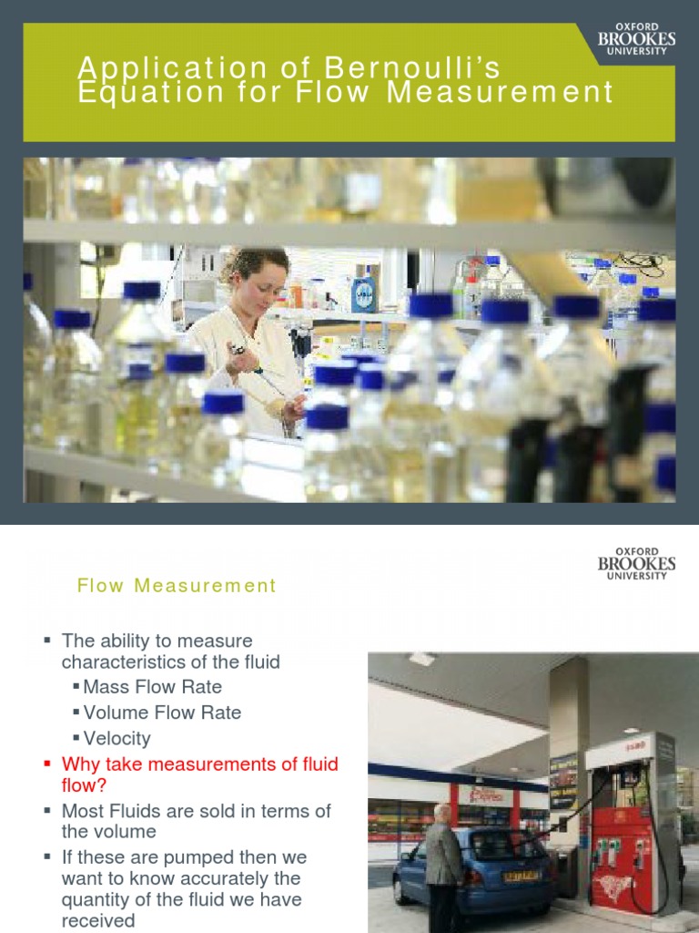 Application of Bernoulli's Equation of Flow Measurement - Oxford ...