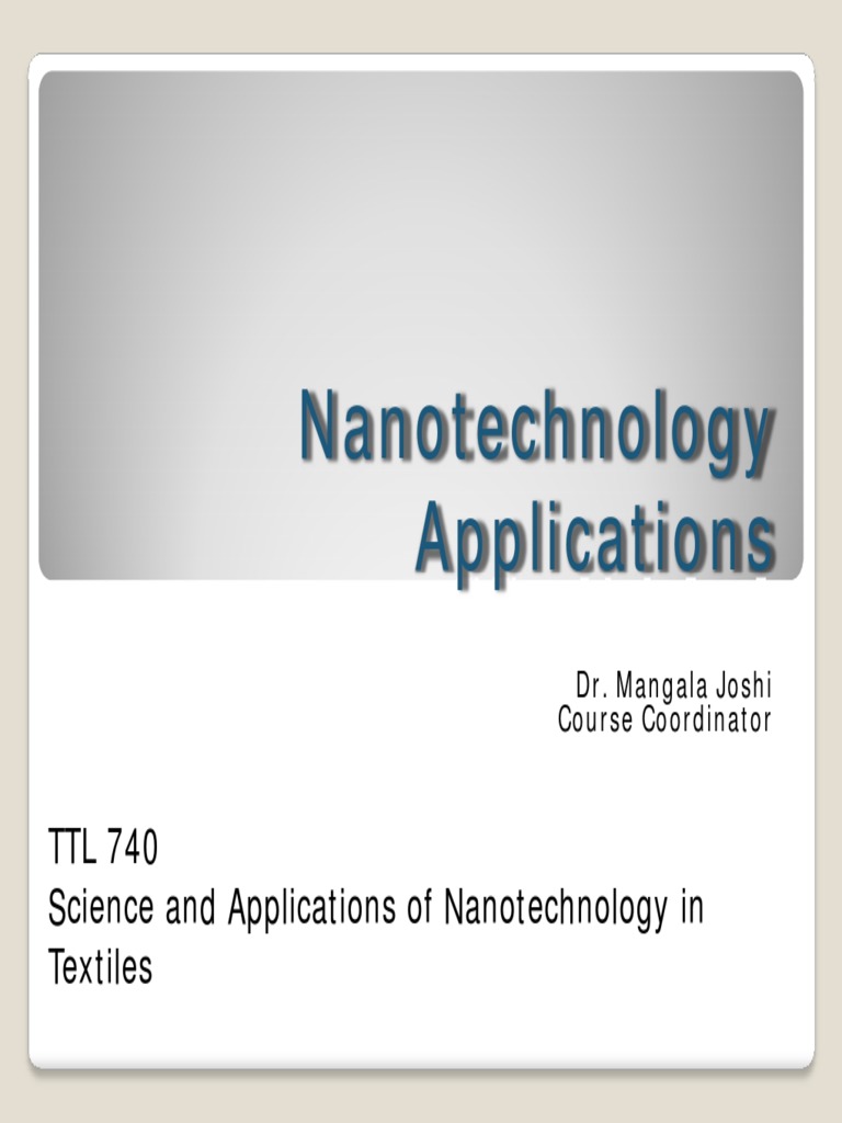 Lecture 3 Nanotechnology Applications | PDF | Nanotechnology | Nanomedicine
