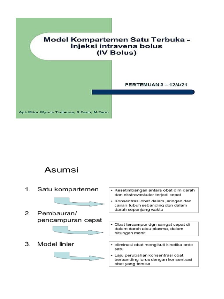 Pertemuan 3 Model Kompartemen 1-Terbuka - 2 | PDF | Sains & Matematika