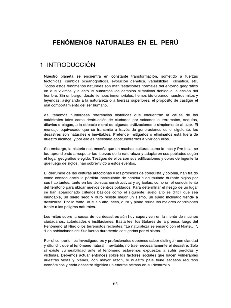 Lectura - Fenomenos Naturales en El Peru | PDF | Temblores | Clima