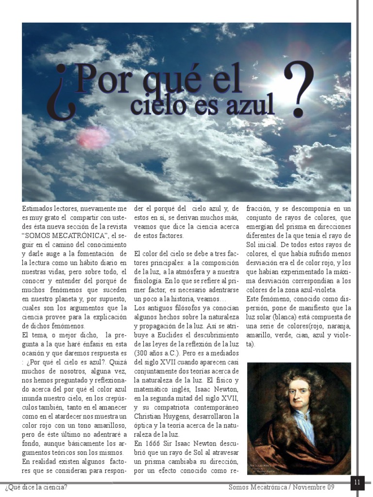 ¿Por qué el cielo es azul? Explicación científica | PDF | Ligero | Color