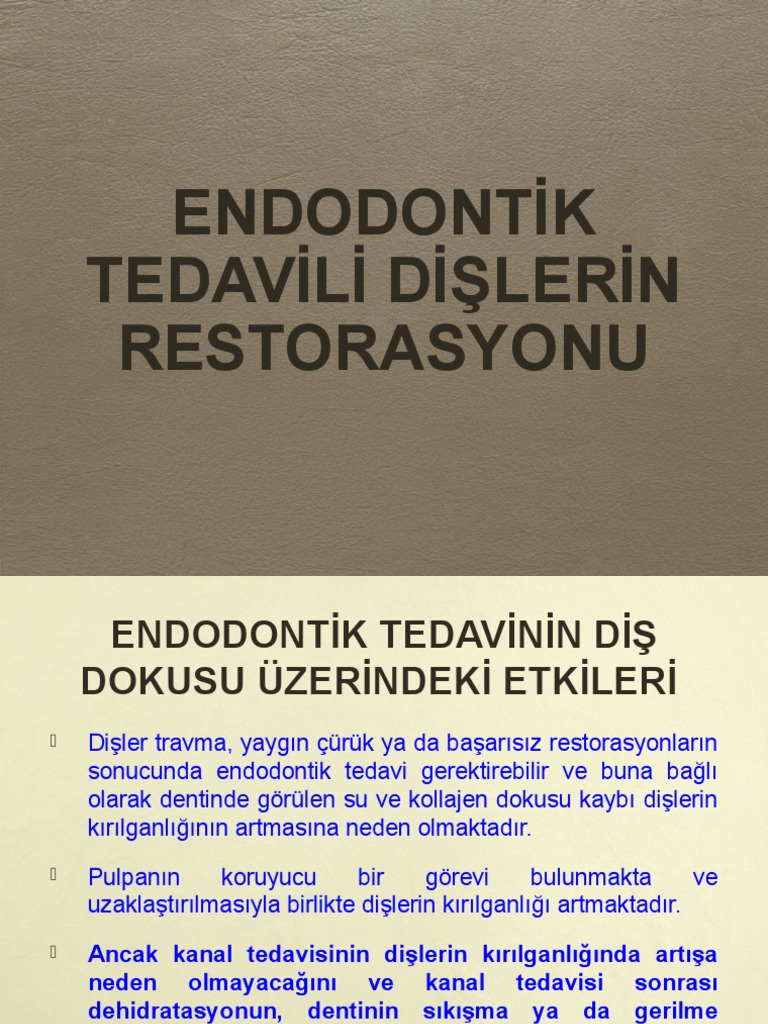 Endodontik Tedavili Dişlerin Restorasyonu | PDF