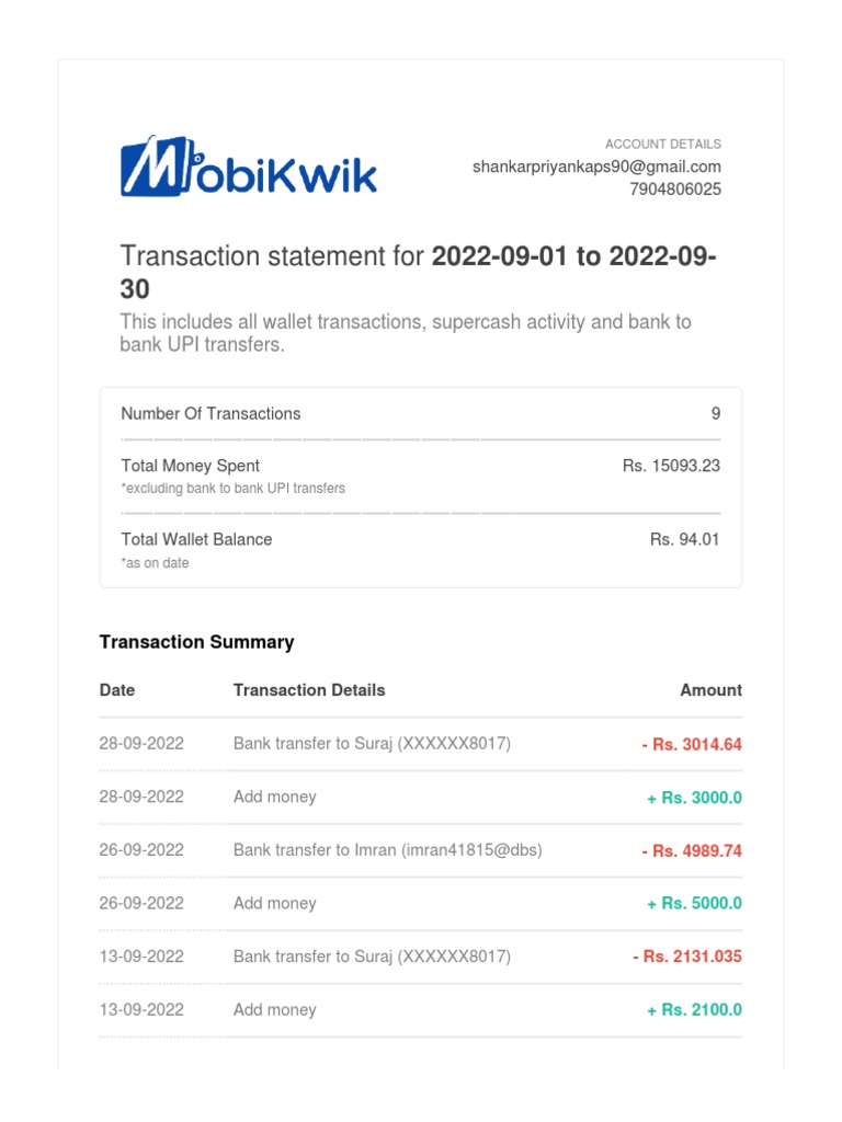 Monthly Transaction Statement for the Period of 2022-09-01 to 2022-09 ...