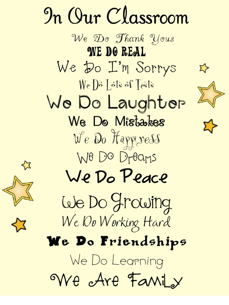 In Our Classroom We Do... | PDF