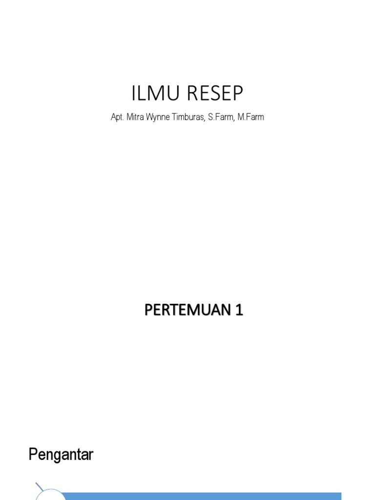 Modul Ilmu Resep Sampai Uts | PDF | Kesehatan Holistik