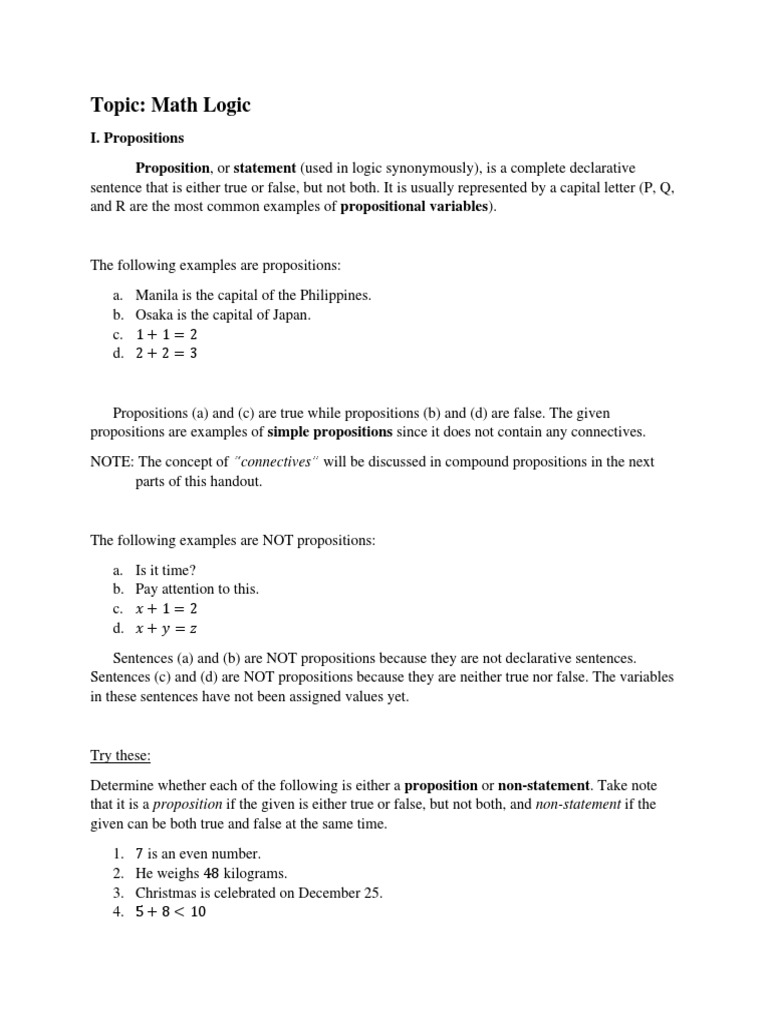Logic | PDF | Proposition | Logic Logic | PDF | Proposition | Logic