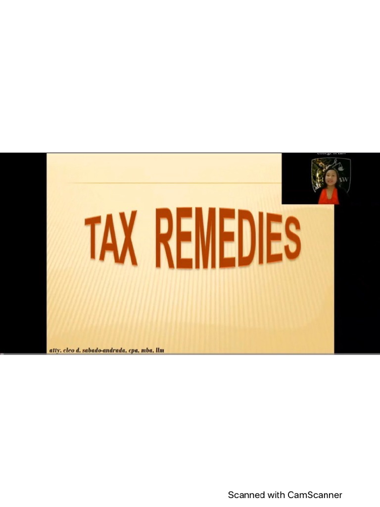 Tax Remedies - Lecture 12 | PDF
