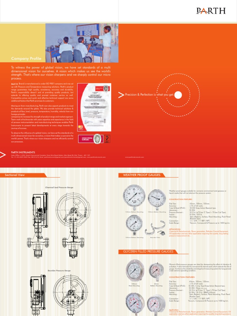 Parth Brochure | PDF | Pressure Measurement | Thermocouple
