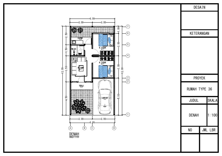 Denah Rumah Type 36 Skala 1:100 | PDF