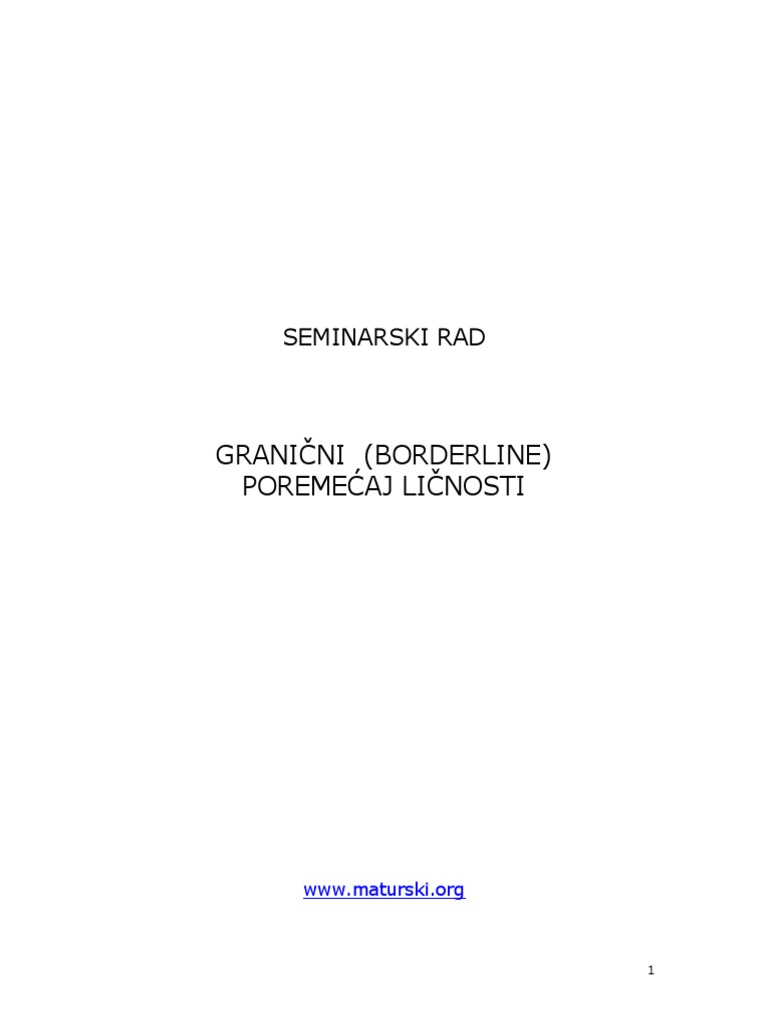 Granicni Poremecaj Licnosti | PDF